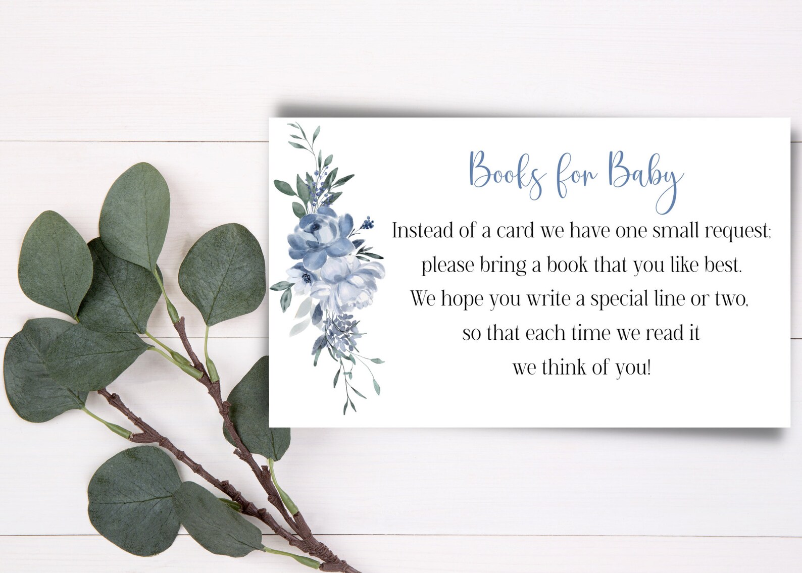 Oh Boy Blue Roses Books for Baby Card Insert, Books for Baby, Digital ...