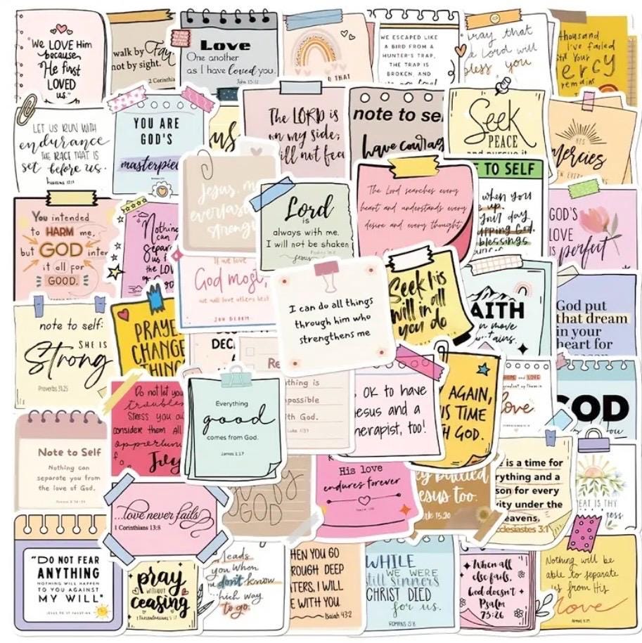 50pcs Bible Verse Sticky Notes - PVC Self-adhesive Stickers for Laptop ...