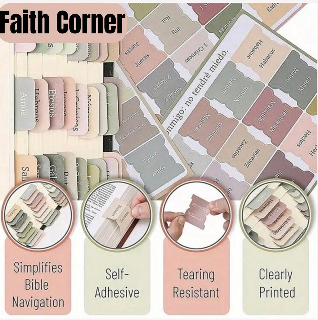 5pcs Waterproof Colorful Notebook Index Tabs With Bible Classification ...