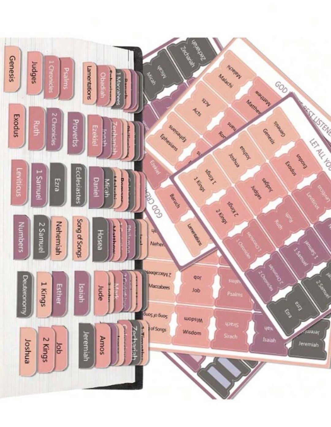 5pcs Waterproof Colorful Notebook Index Tabs With Bible Classification ...