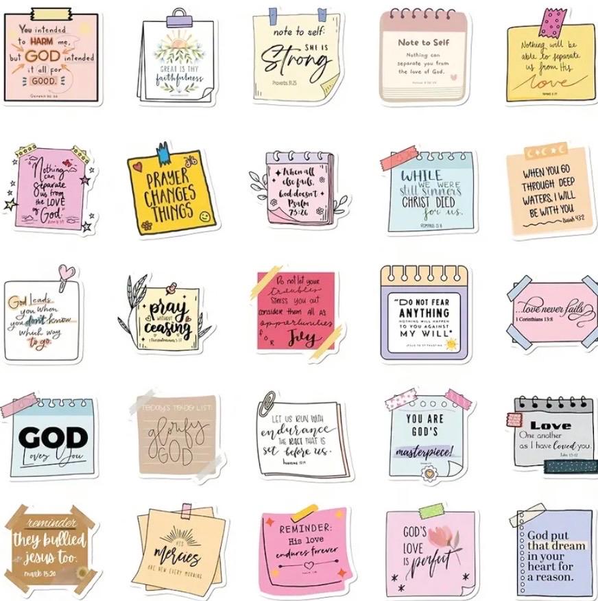 50pcs Bible Verse Sticky Notes - PVC Self-adhesive Stickers for Laptop ...