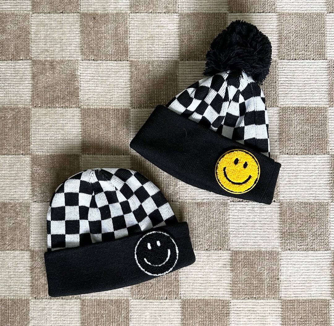 Smiley Checkered Children's Beanie - Etsy