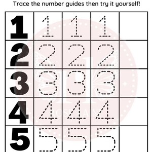 Number Trace Worksheets - Etsy