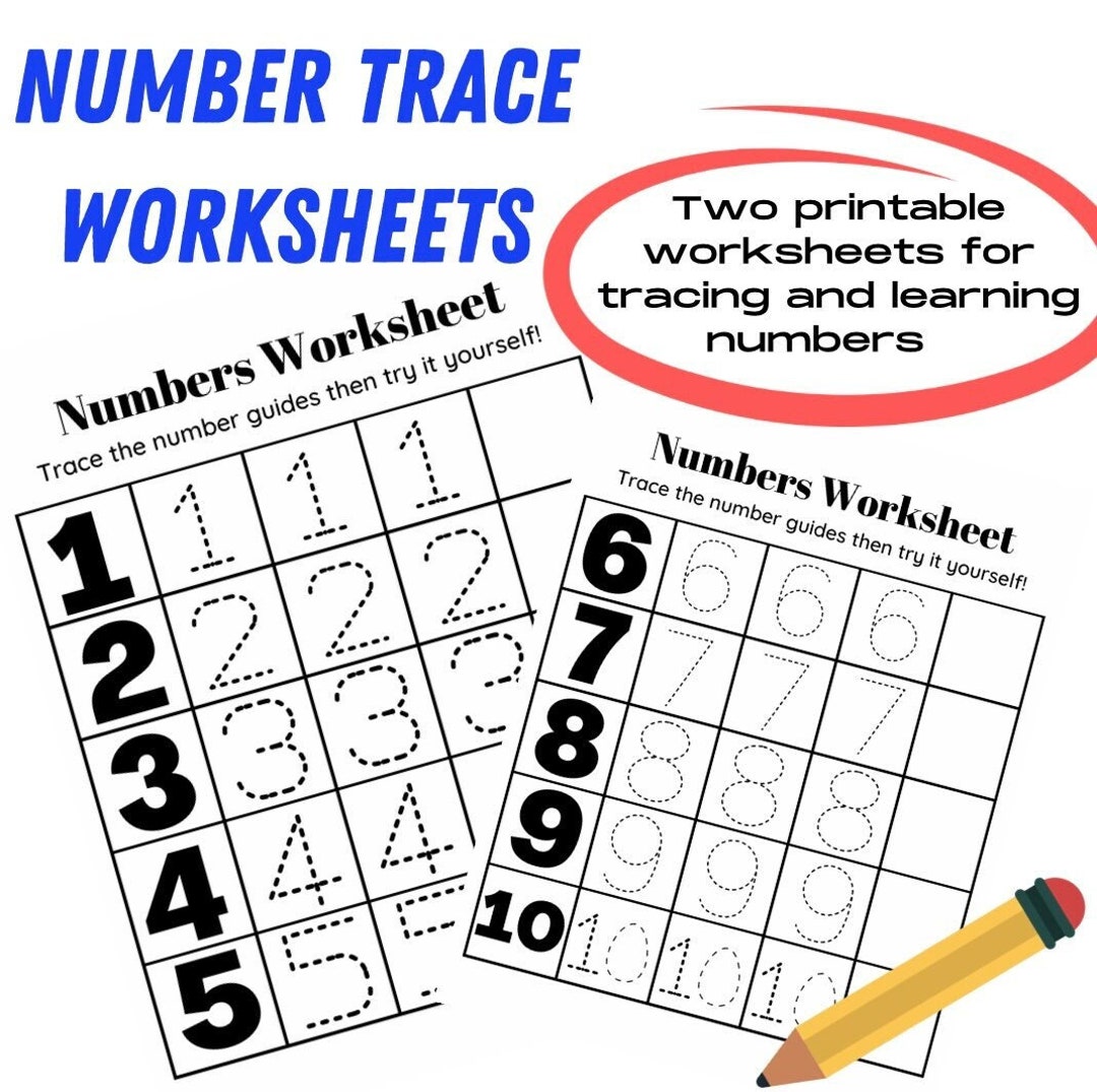 Number Trace Worksheets - Etsy