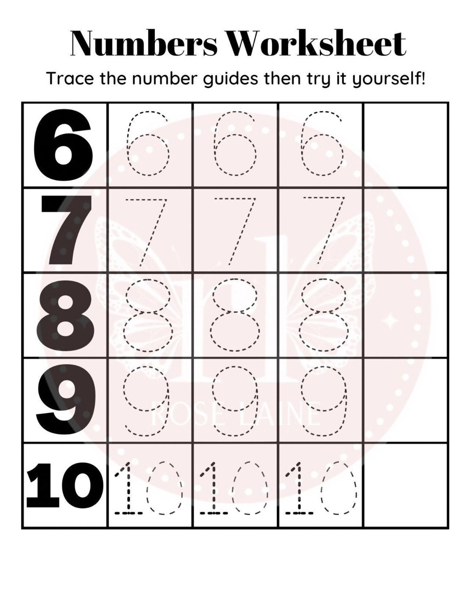 Number Trace Worksheets - Etsy
