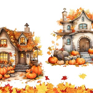 Pumpkin House Clipart, Autumn Fantasy House Clipart, Fall Clipart ...