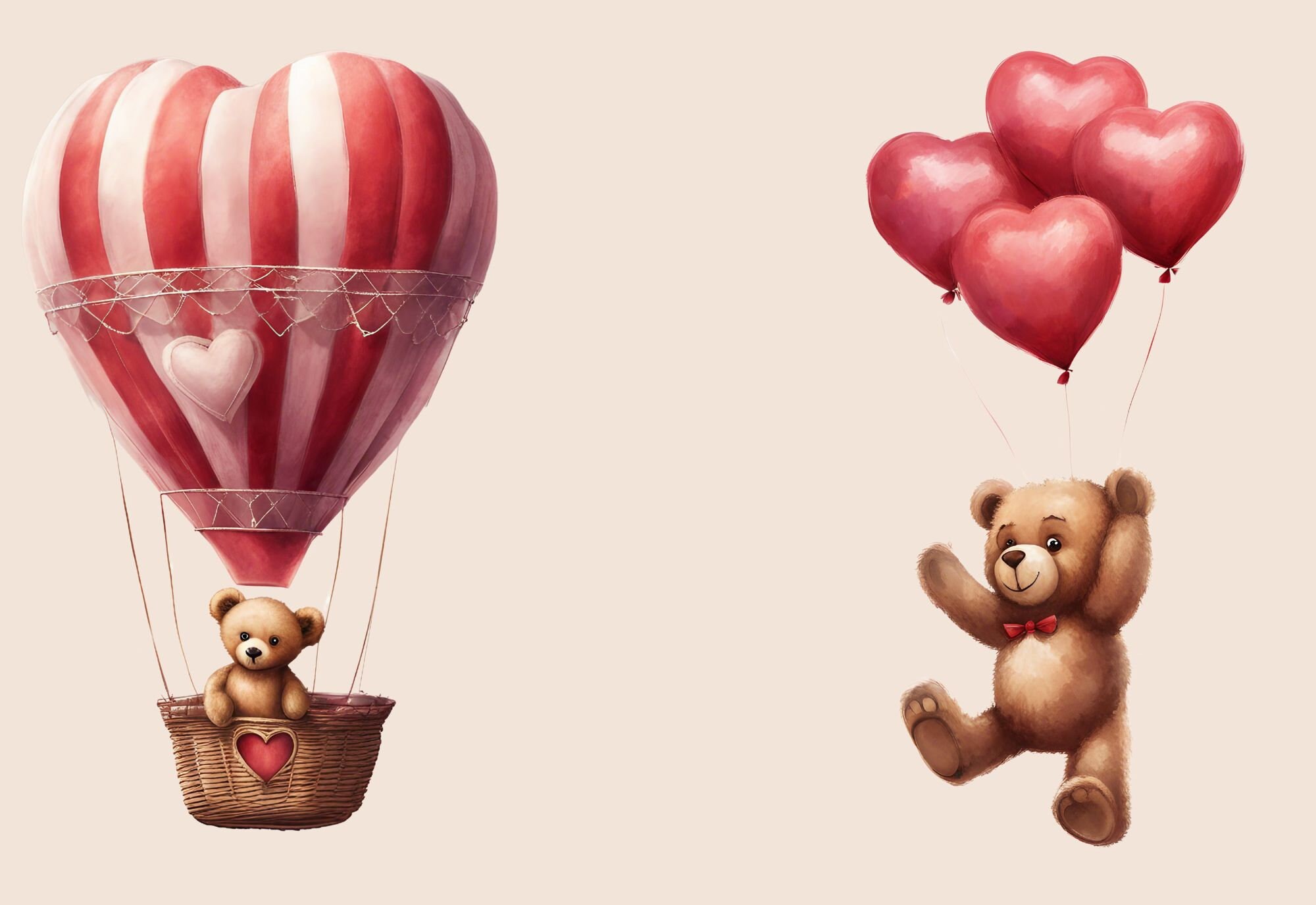 Valentine's Day Bear Clipart PNG, Watercolor Bear Clipart, Romantic ...