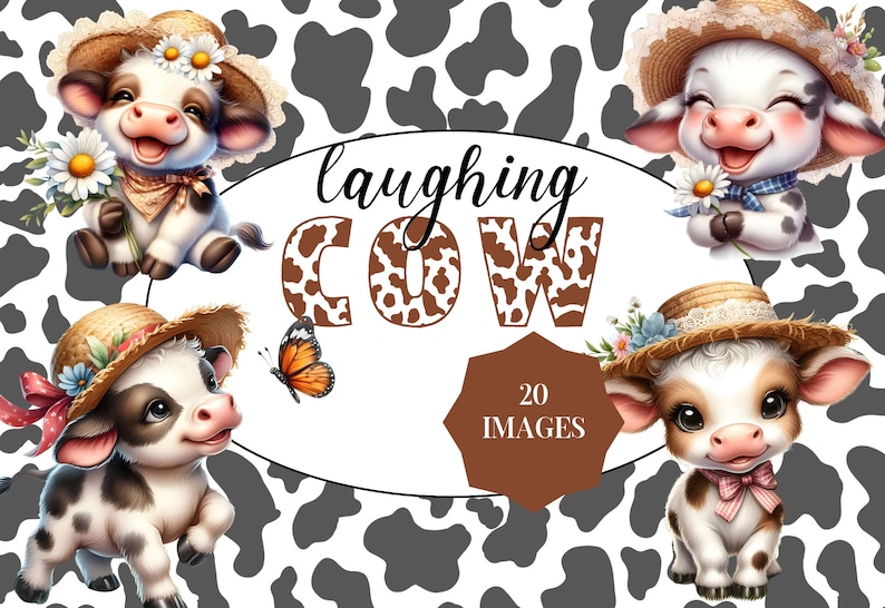 Cute Cow Clipart, Png, Farm Cow Clipart, Farm Animal Clipart, Laughing ...