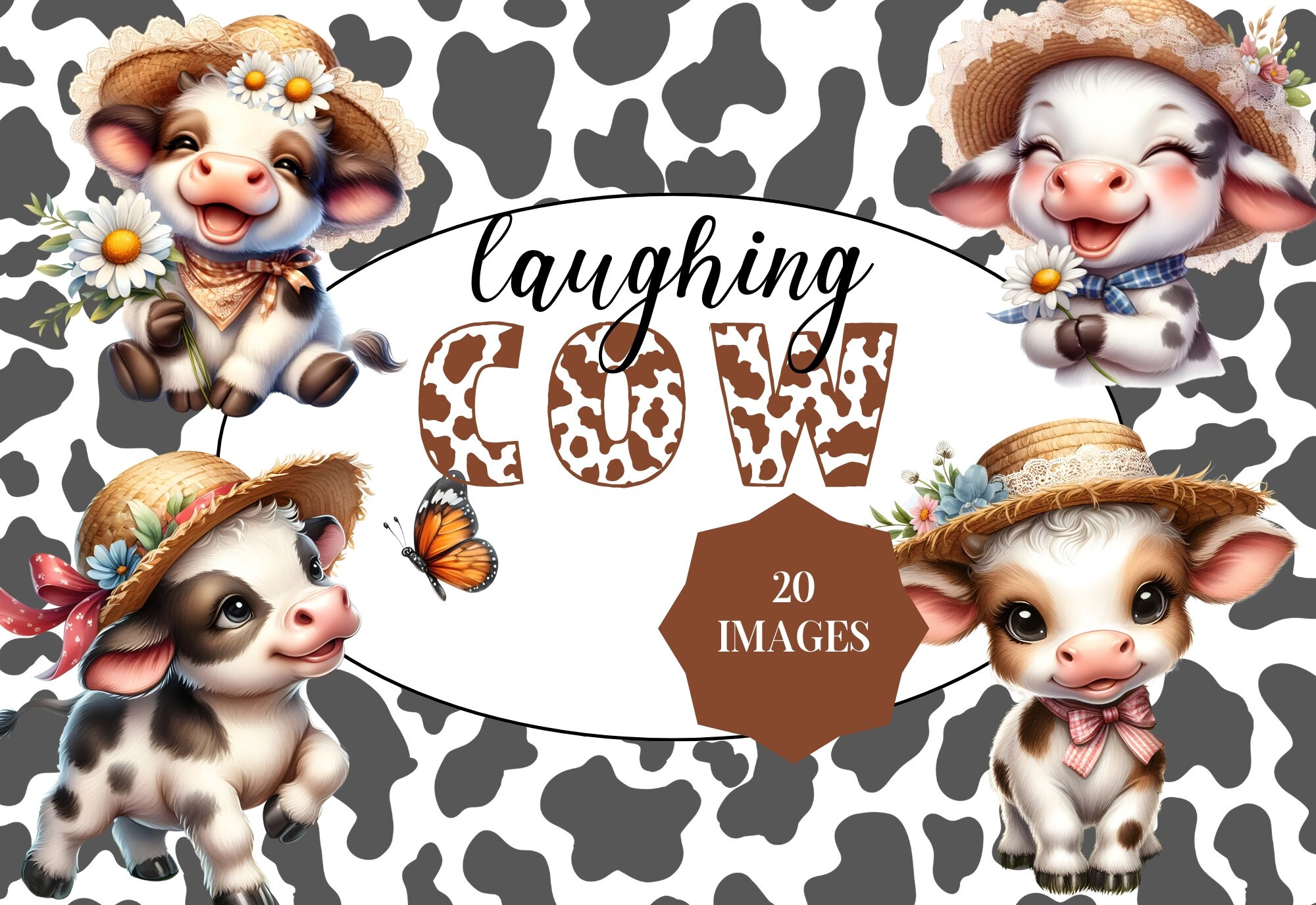 Cute Cow Clipart, Png, Farm Cow Clipart, Farm Animal Clipart, Laughing ...