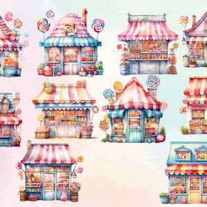 Watercolor Candystore Clipart - Watercolor Candy Shop Clipart - PNG ...