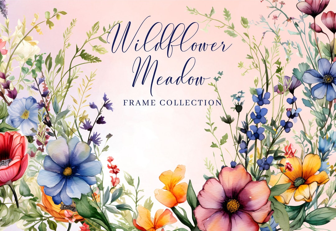 Wildflower Watercolor Clipart, Botanical Wild Flowers Clipart, Flower ...
