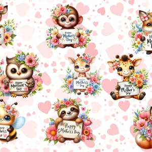 Watercolor Mothers Day Clipart Images, Baby Animals Clipart, Cute ...
