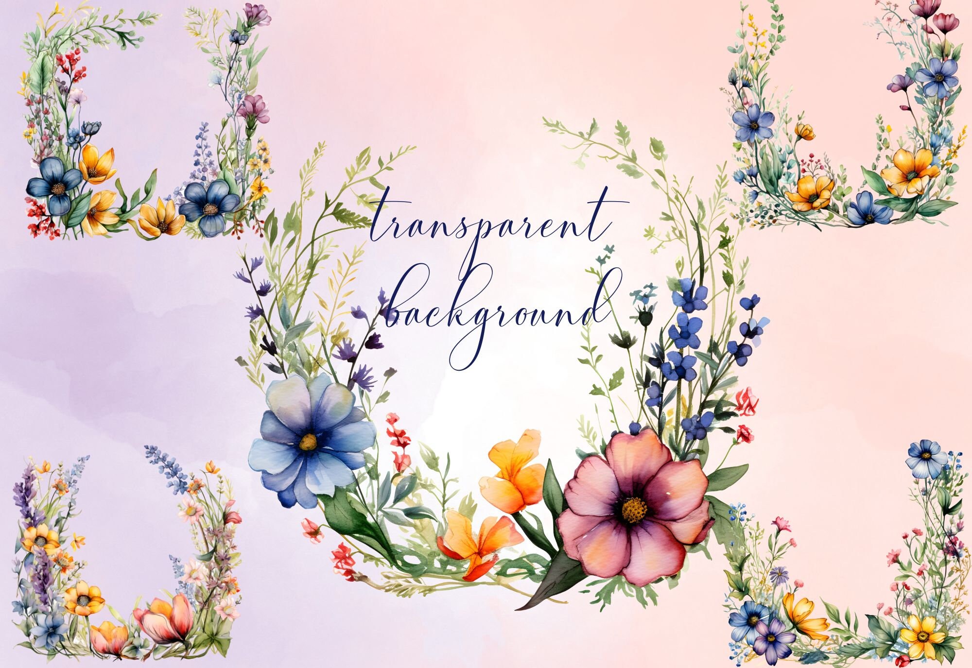 Wildflower Watercolor Clipart, Botanical Wild Flowers Clipart, Flower ...