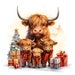 Watercolor Christmas Highland Cow Clipart, Watercolor Cow Art, Digital ...