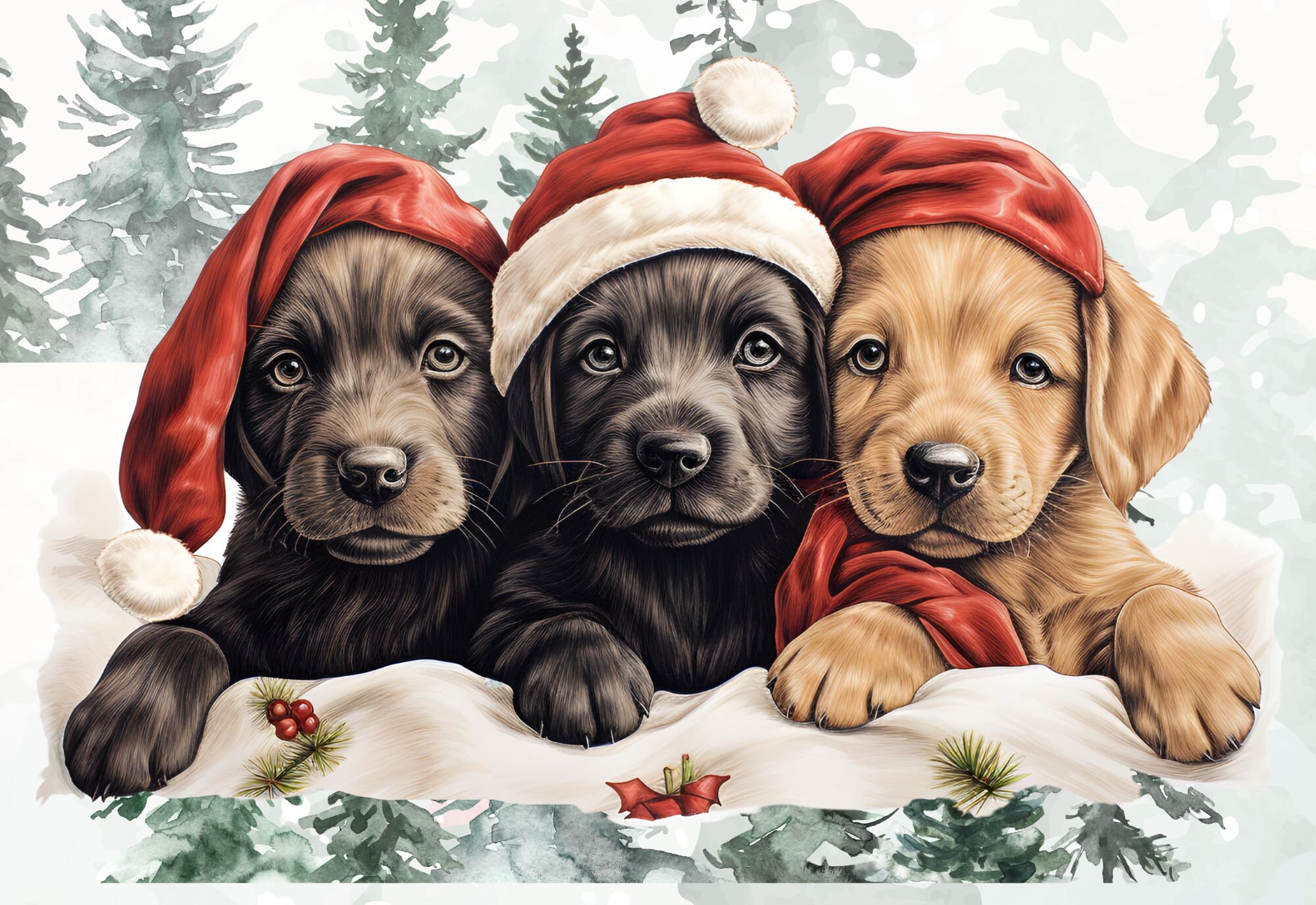 Watercolor Christmas Puppy Clipart, Christmas Graphics, Cute Puppy ...