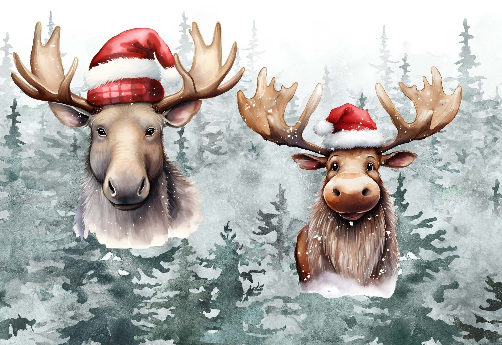Watercolor Christmas Moose, Christmas Moose, Holiday Moose, Moose Png ...