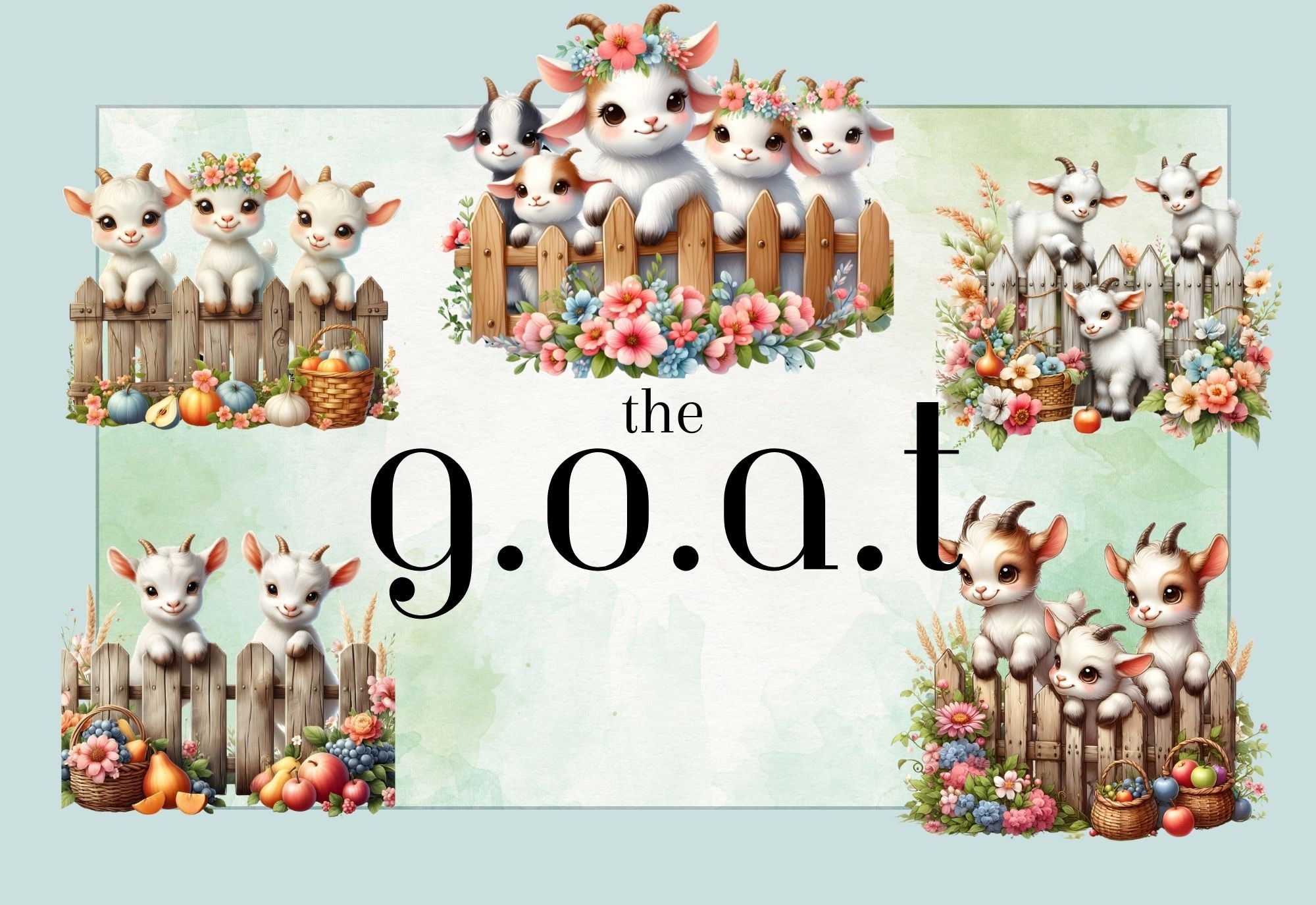 Watercolor Goat Clipart, Farm Animal Clipart, Cute Goats, Cute Farm ...