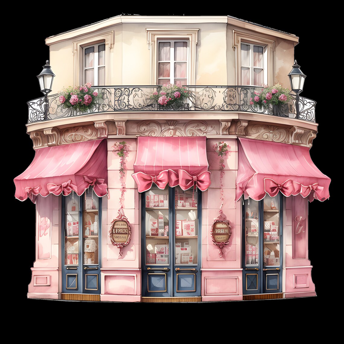 Watercolor Storefronts Clipart Cute Paris Shop PNG Pink - Etsy UK