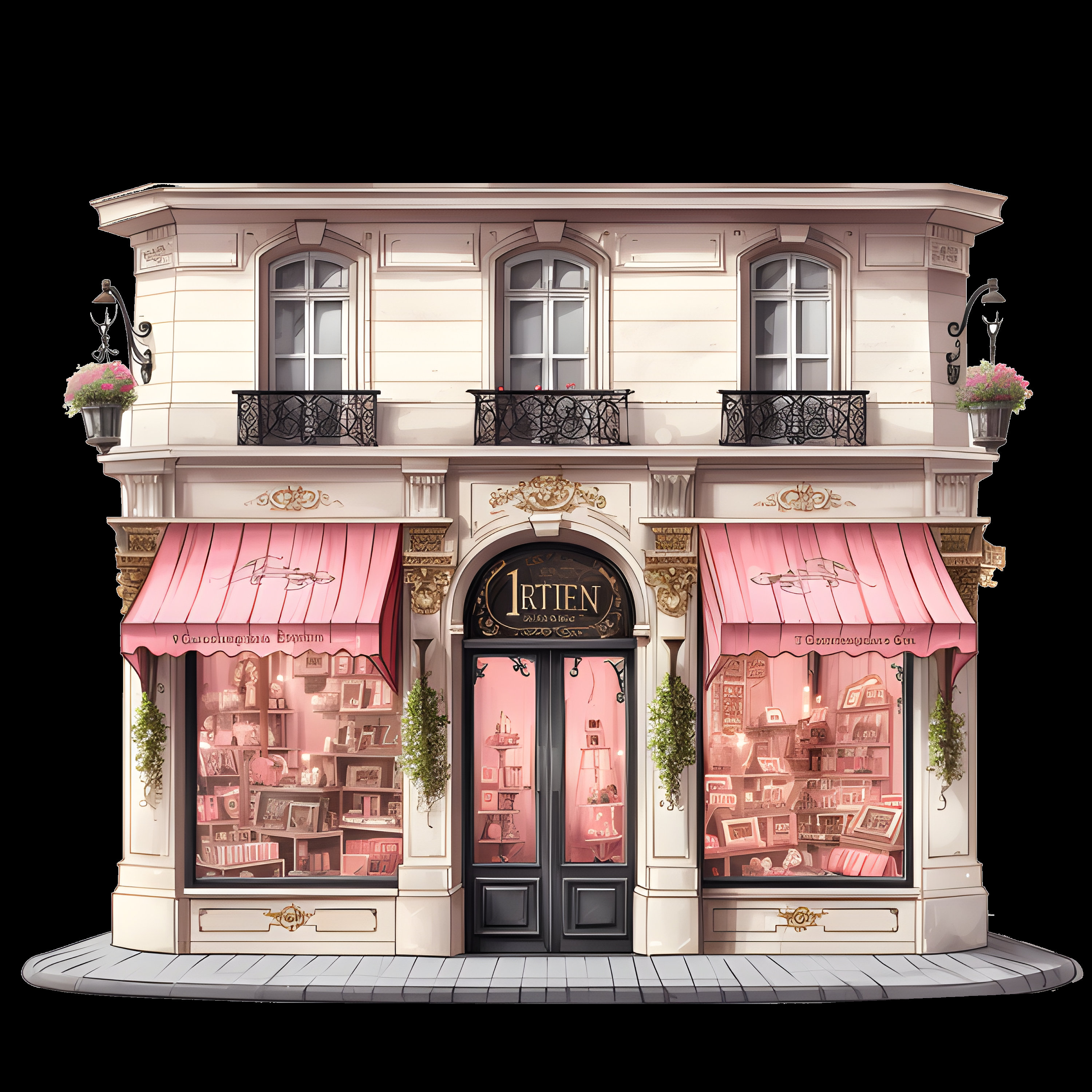 Watercolor Storefronts Clipart Cute Paris Shop PNG Pink Storefront ...