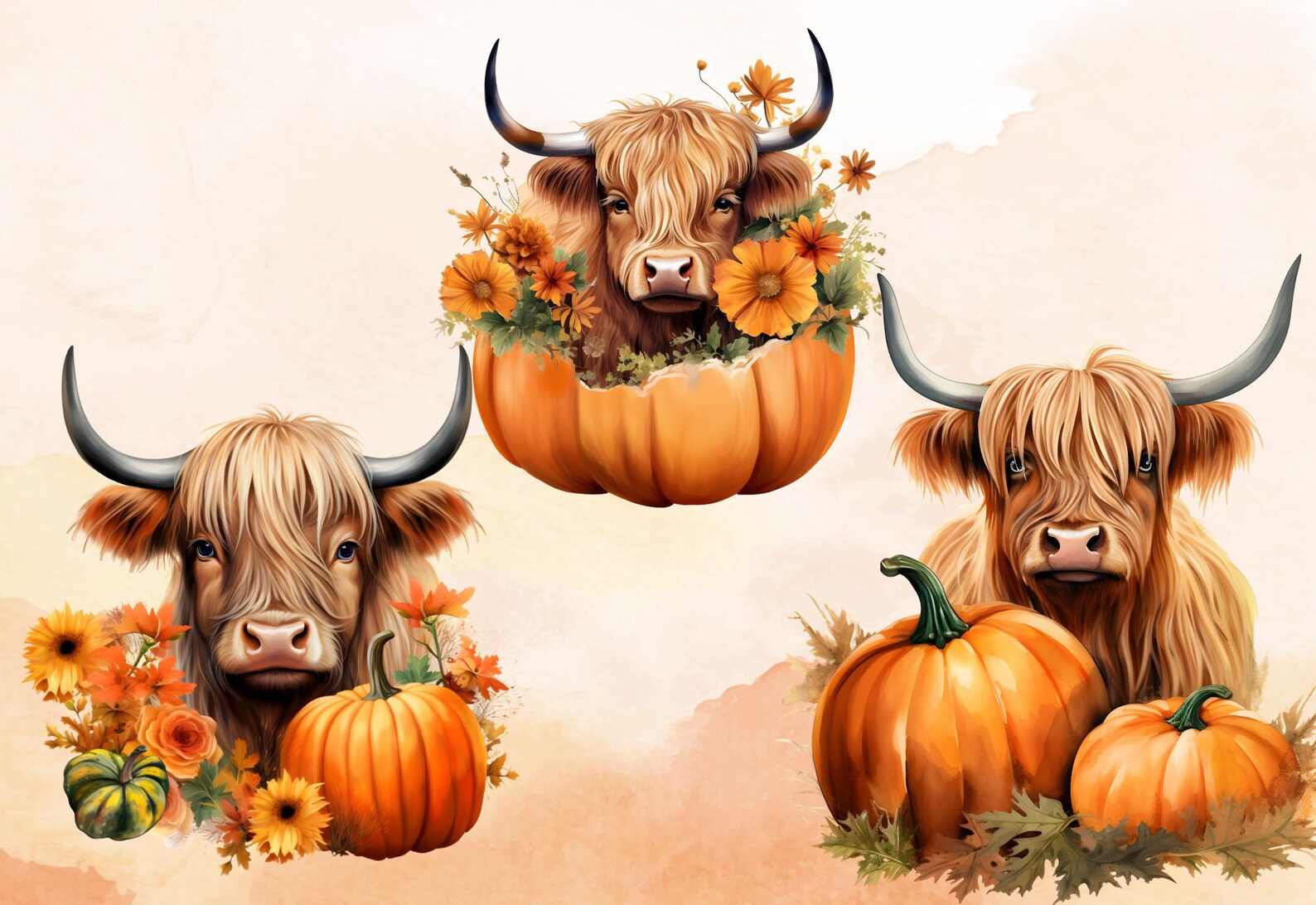 Fall Highland Cow Clipart Png, Fall Cow Clipart, Highland Cow Png ...