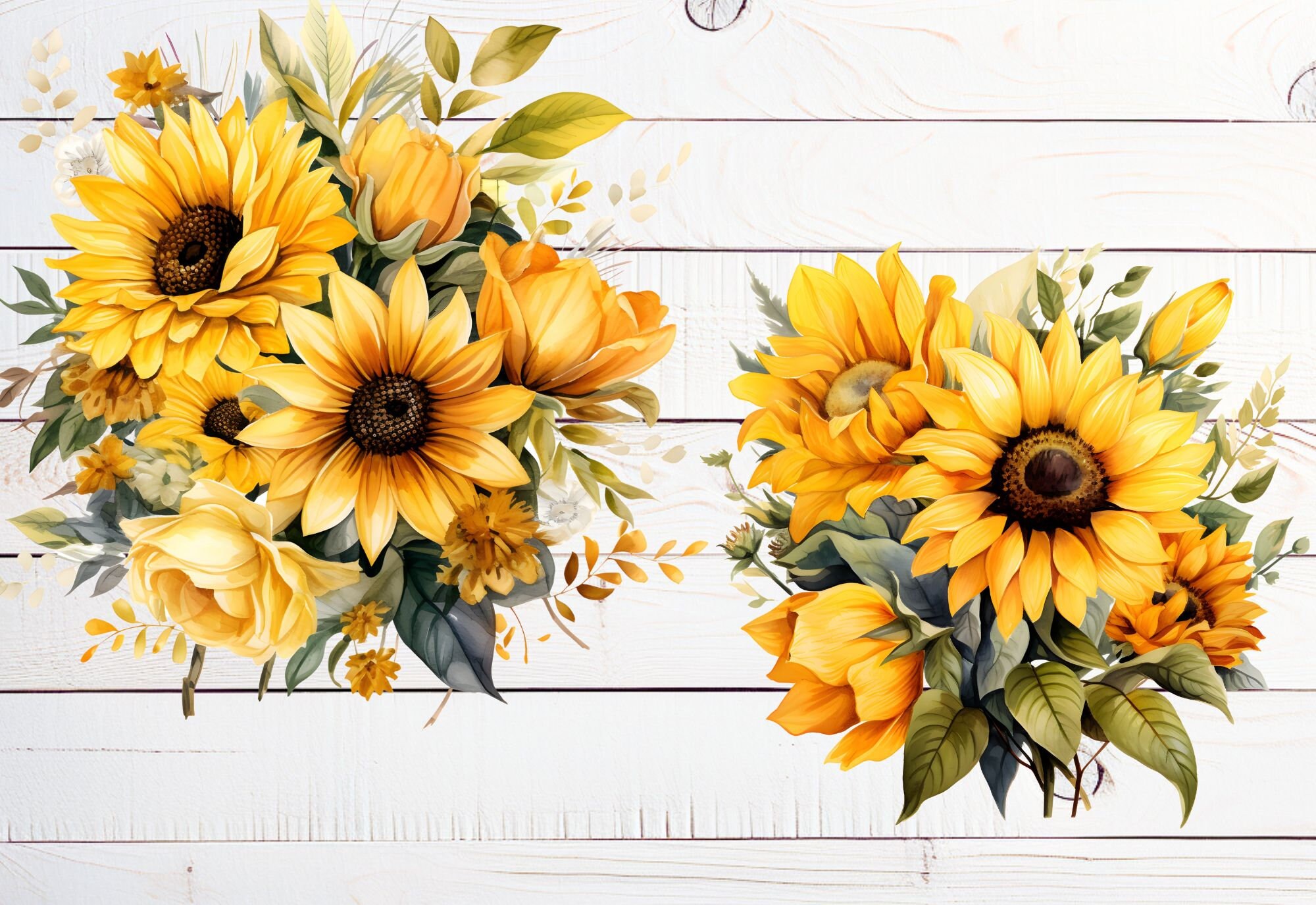 Watercolor Sunflower Clipart Bundle Sunflower PNG Rustic - Etsy