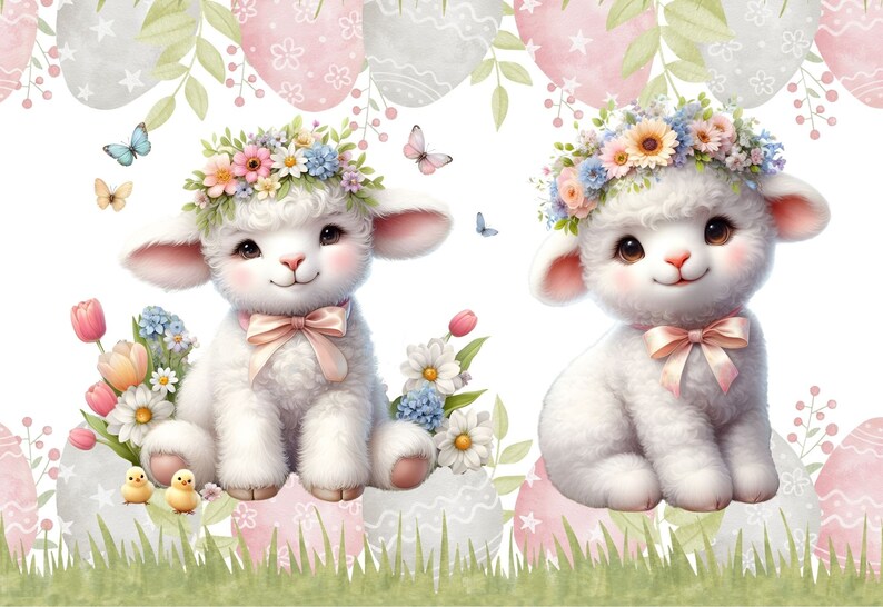 Watercolor Spring Lamb Clipart: Easter PNG Animal Graphics (digital ...