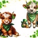 St Patrick Day Highland Cow Clipart, Highland Cow, Cute Saint Patrick ...