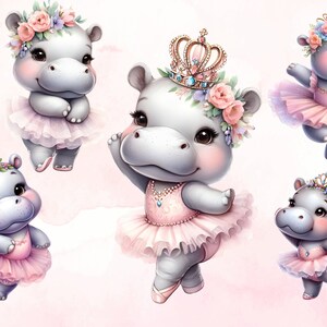 Cute Hippo Ballerina Clipart Png, Nursery Print, Hippo Clipart ...