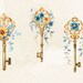 Watercolor Antique Key Clipart, Watercolor Skeleton Key, Floral Key ...