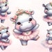 Cute Hippo Ballerina Clipart Png, Nursery Print, Hippo Clipart ...