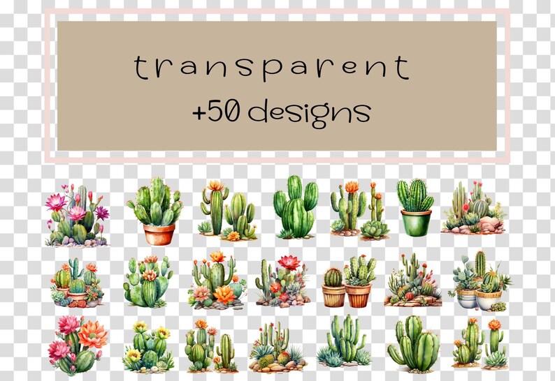 Watercolor Cactus Clipart Desert Cacti Commercial Use Potted Plant ...
