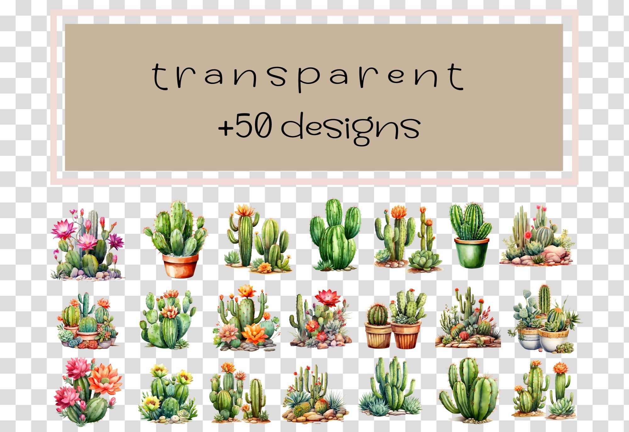 Watercolor Cactus Clipart Desert Cacti Commercial Use Potted Plant ...