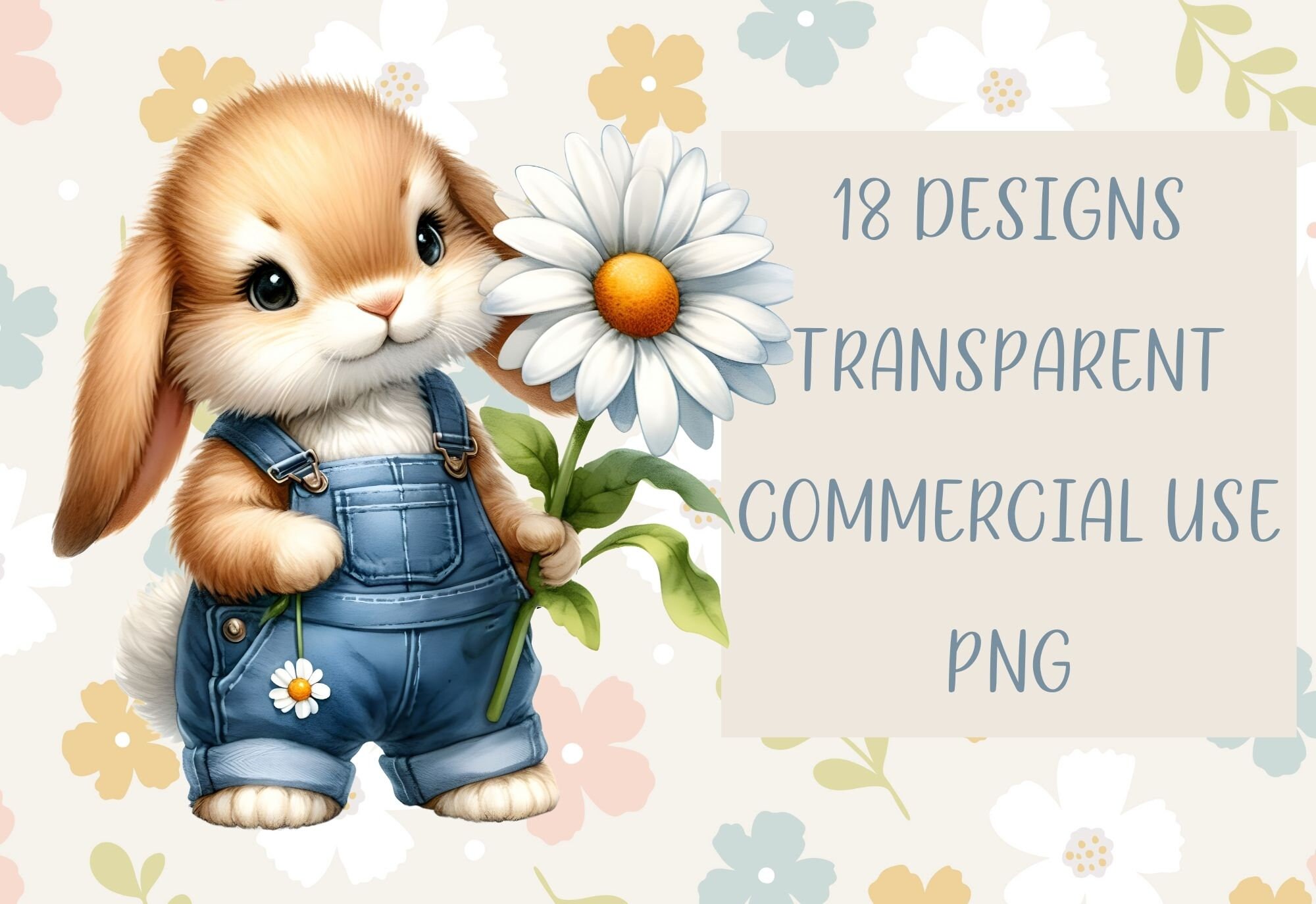 Spring Easter Bunny Clipart, Watercolor Easter Clipart, Watercolor ...