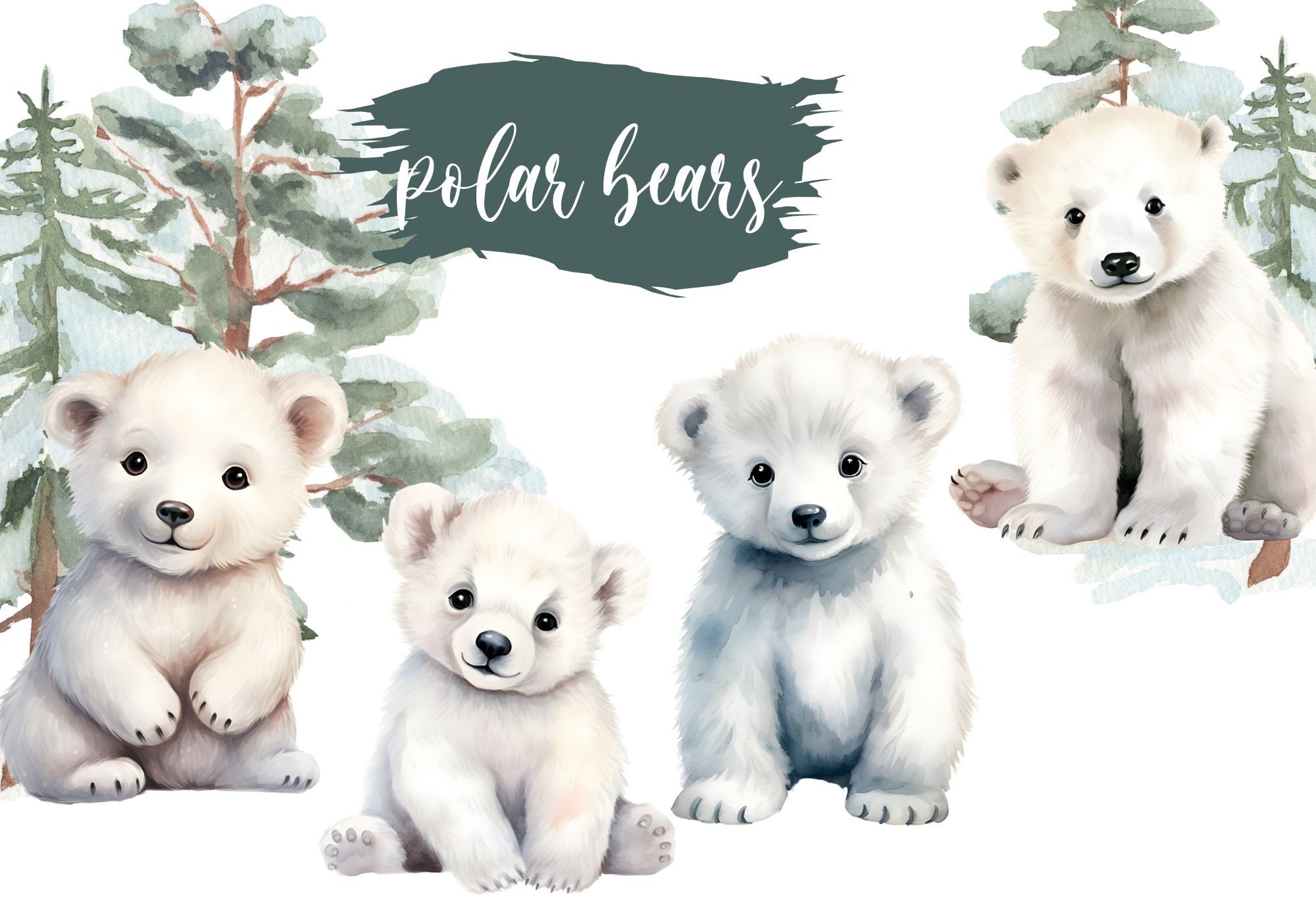 Watercolor Arctic Animals Clipart, Snow Animals Png, Watercolor Clipart ...