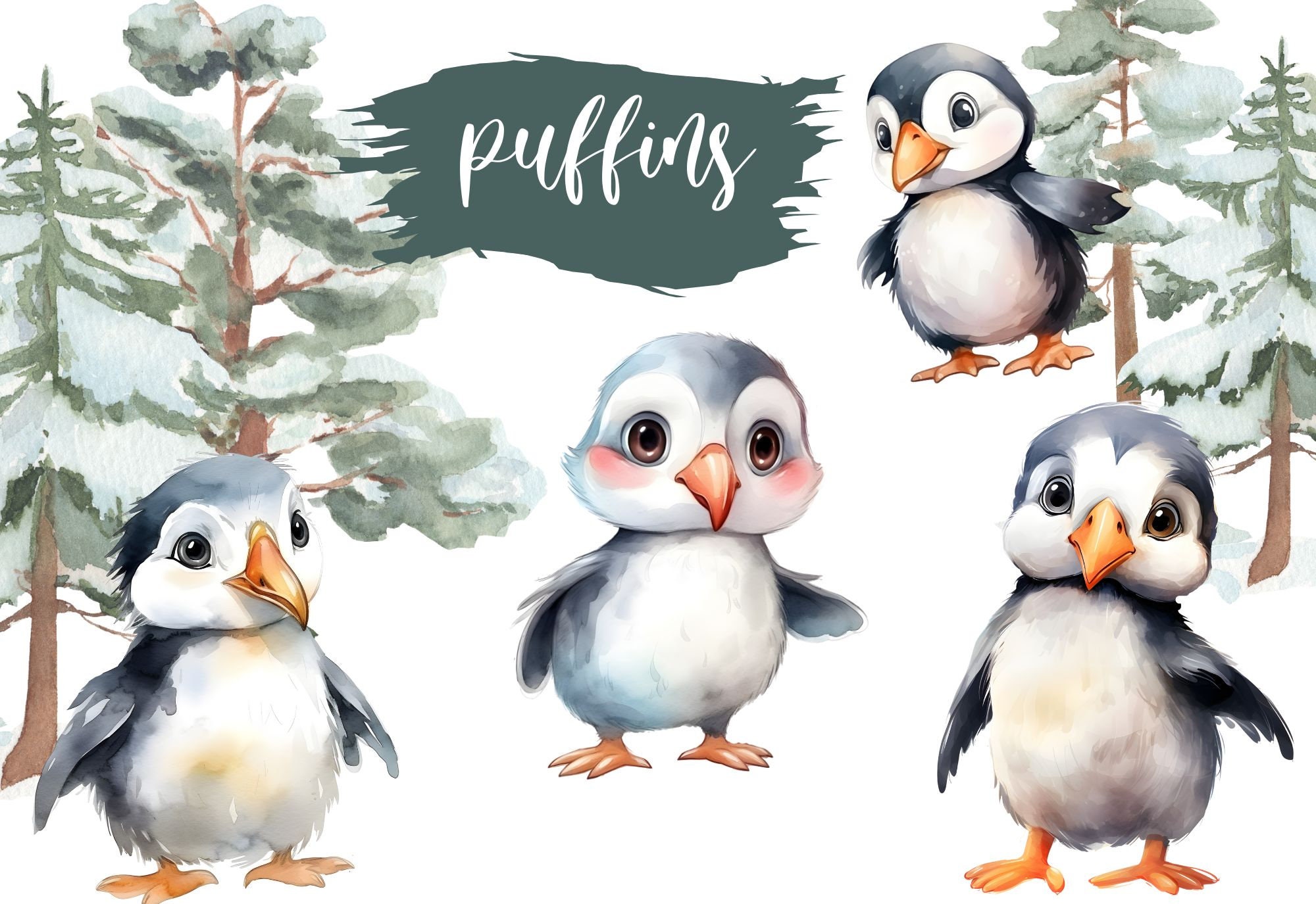 Watercolor Arctic Animals Clipart, Snow Animals Png, Watercolor Clipart ...