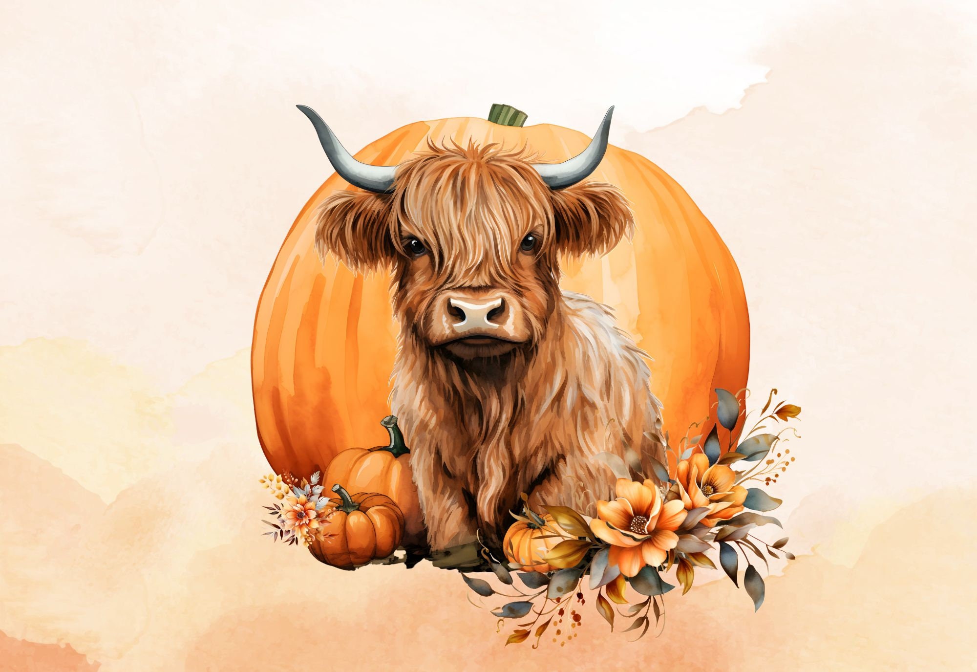 Fall Highland Cow Clipart Png, Fall Cow Clipart, Highland Cow Png ...