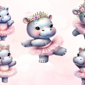 Cute Hippo Ballerina Clipart Png, Nursery Print, Hippo Clipart ...