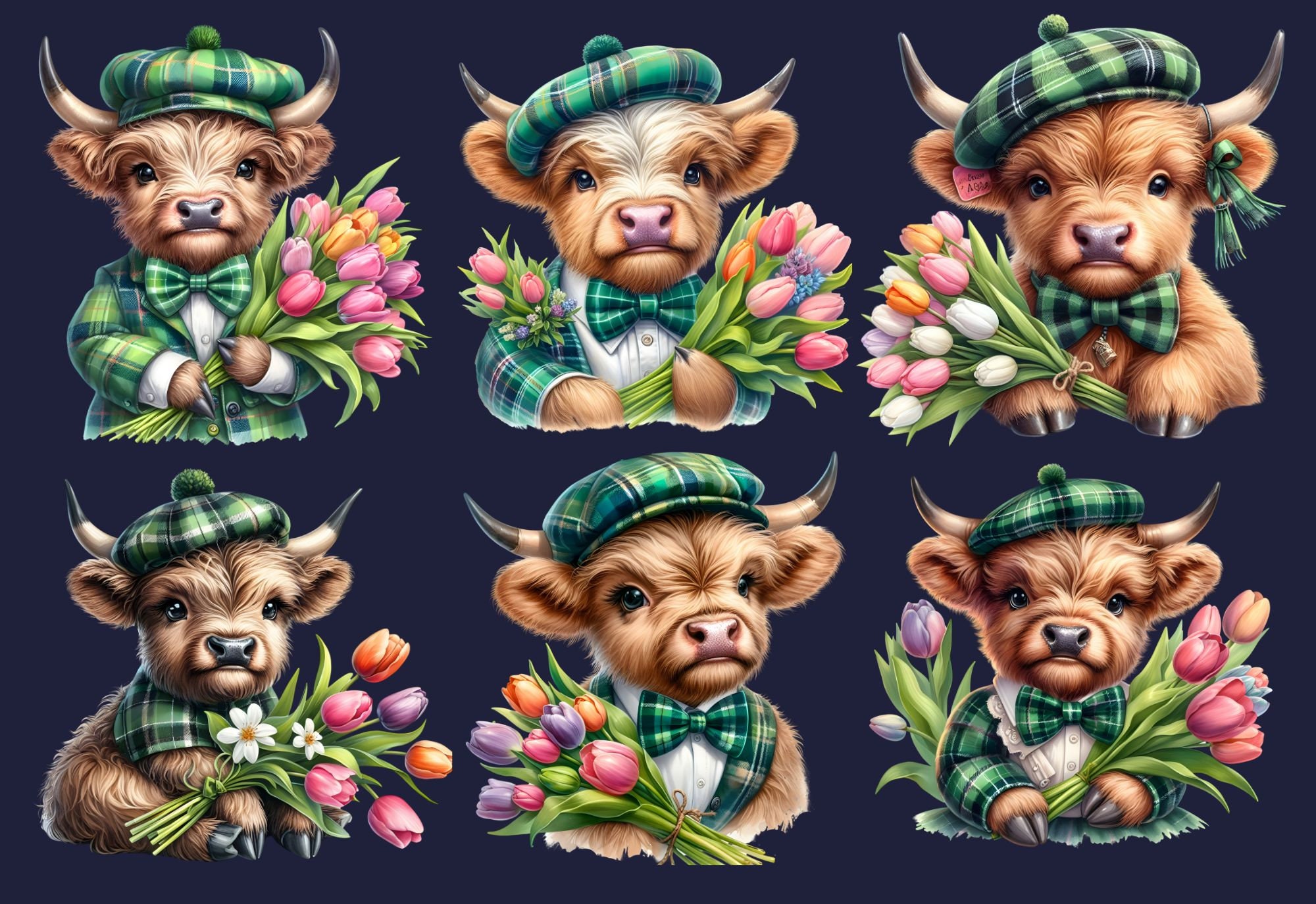 St Patrick Day Highland Cow Clipart, Highland Cow, Cute Saint Patrick ...