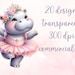 Cute Hippo Ballerina Clipart Png, Nursery Print, Hippo Clipart ...