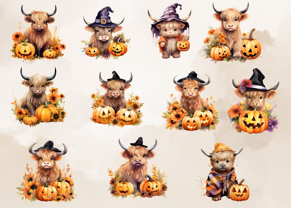 Highland Cow Clipart Png Halloween Highland Cow Halloween - Etsy