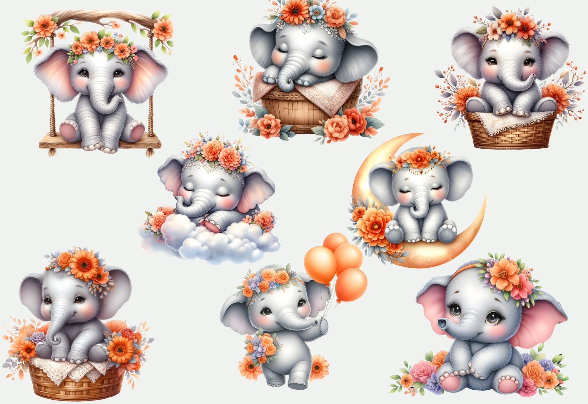 Watercolor Elephant Clipart, Cute Elephant PNG, Watercolor Clipart Png ...
