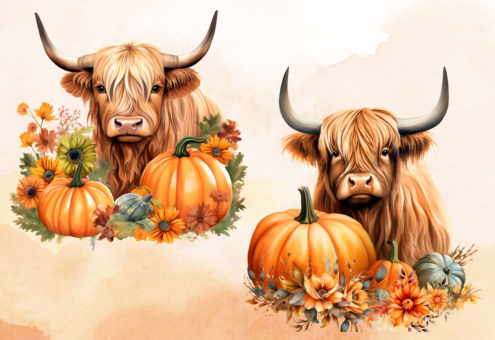 Fall Highland Cow Clipart Png, Fall Cow Clipart, Highland Cow Png ...