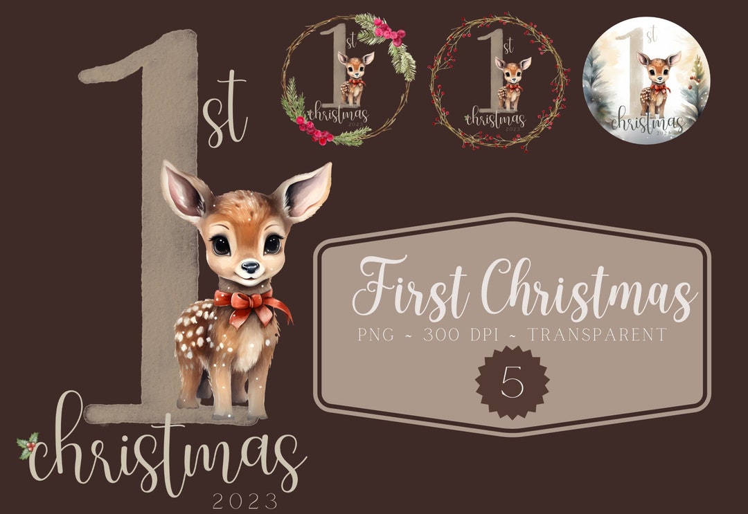 Baby's First Christmas Clipart, Baby's First Christmas Woodland Deer ...