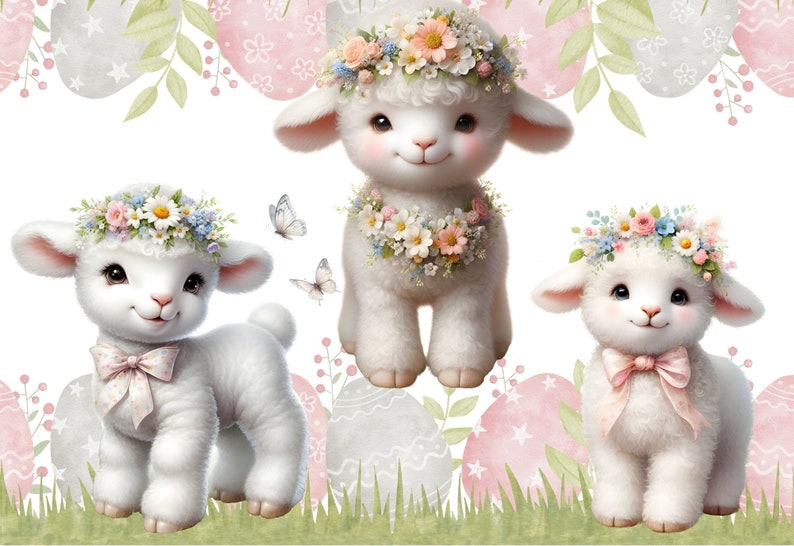 Watercolor Spring Lamb Clipart: Easter PNG Animal Graphics (digital ...