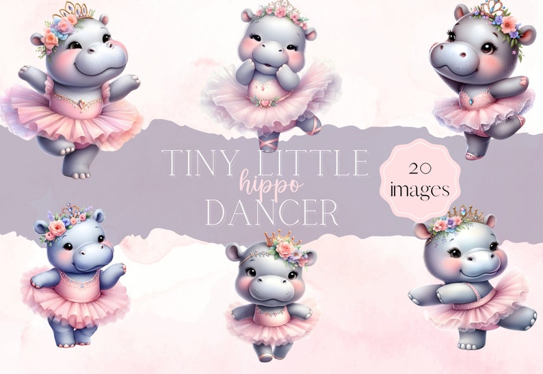 Cute Hippo Ballerina Clipart Png, Nursery Print, Hippo Clipart ...