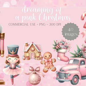 Pink Christmas Clipart, Digital Download, Cute Winter Clipart, Pink ...