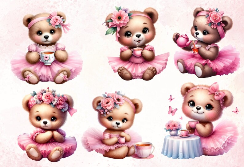 Tea Party Teddy Bears Clipart, Ballerina Bears, Teddy Bear Png Clipart ...