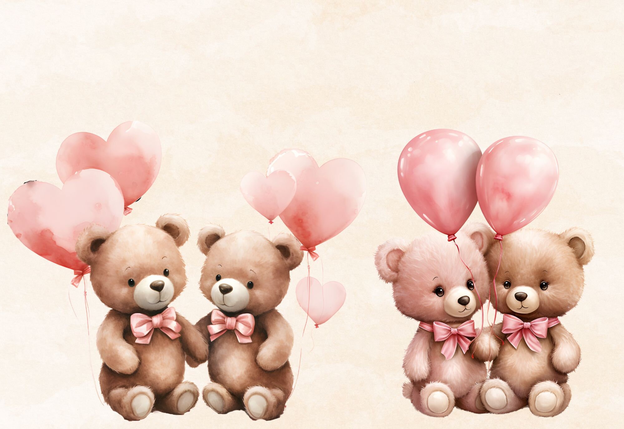 Valentine's Day Bear Clipart PNG, Watercolor Bear Clipart, Romantic ...