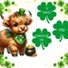 St Patrick Day Highland Cow Clipart, Highland Cow, Cute Saint Patrick ...