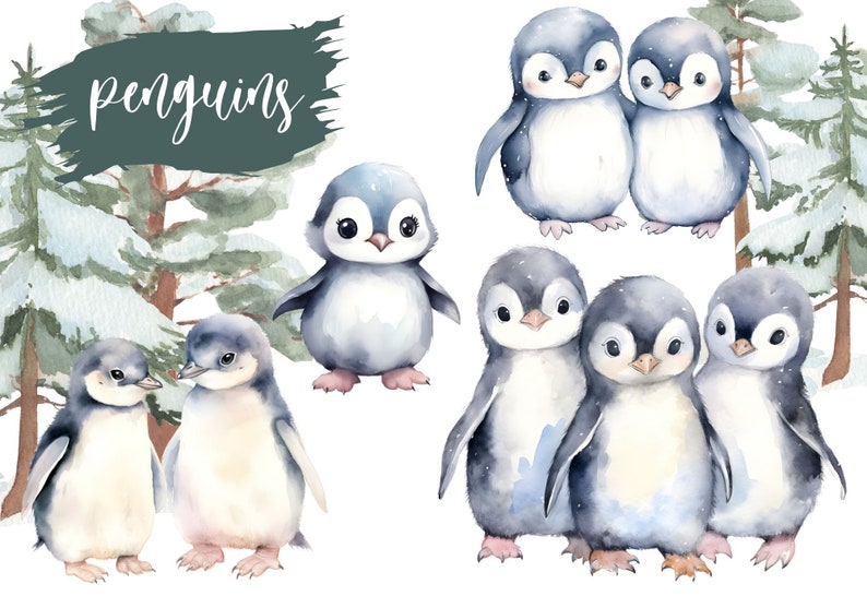 Watercolor Arctic Animals Clipart, Snow Animals Png, Watercolor Clipart ...